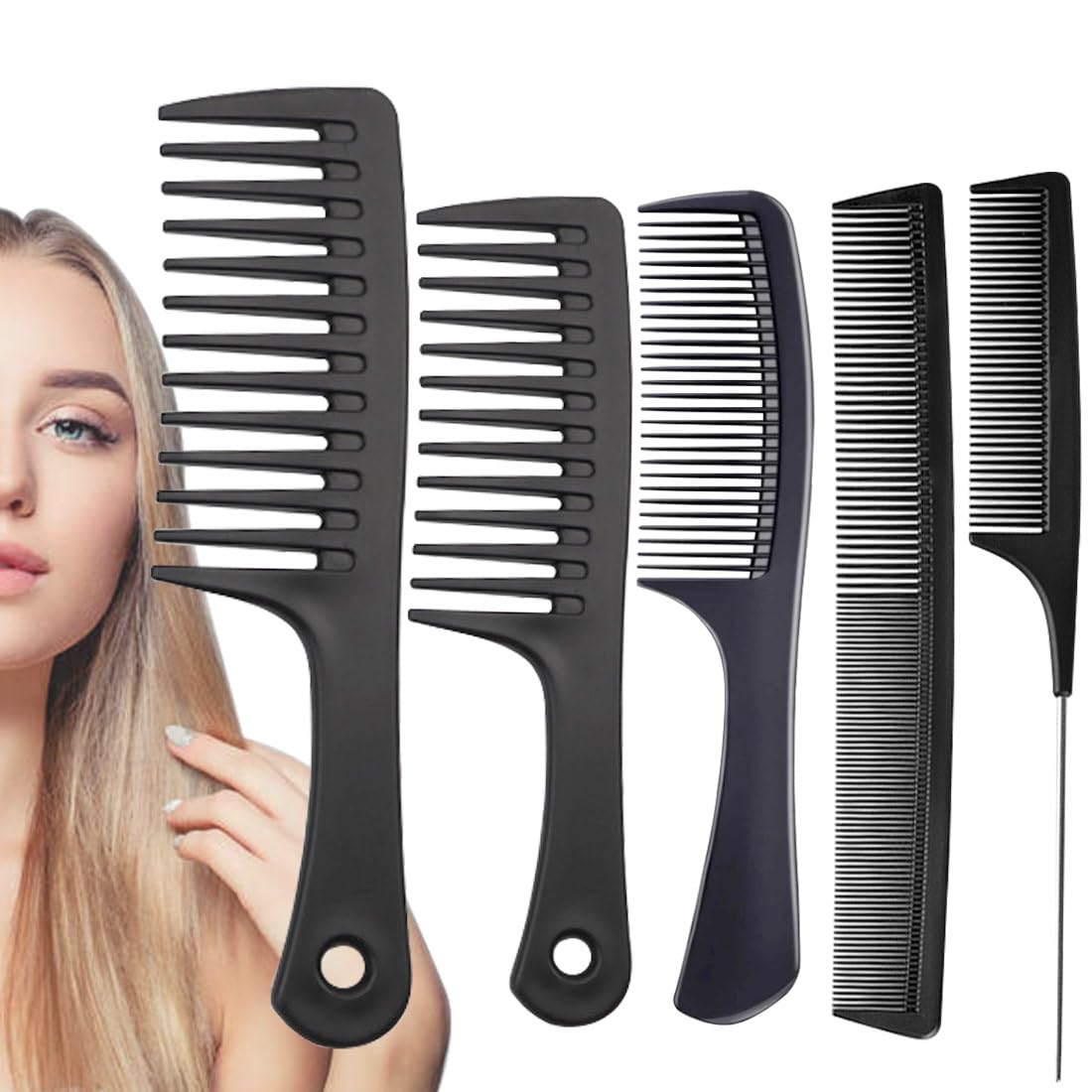 Amazon.com : Hair Combs Set, Large Wide Tooth Comb, Rat Tail, Fine ...