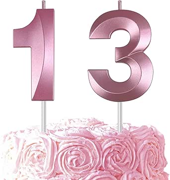 Amazon.com: Pink Number 13 Candle, 3D Diamond 2.76 Inch Number Birthday ...
