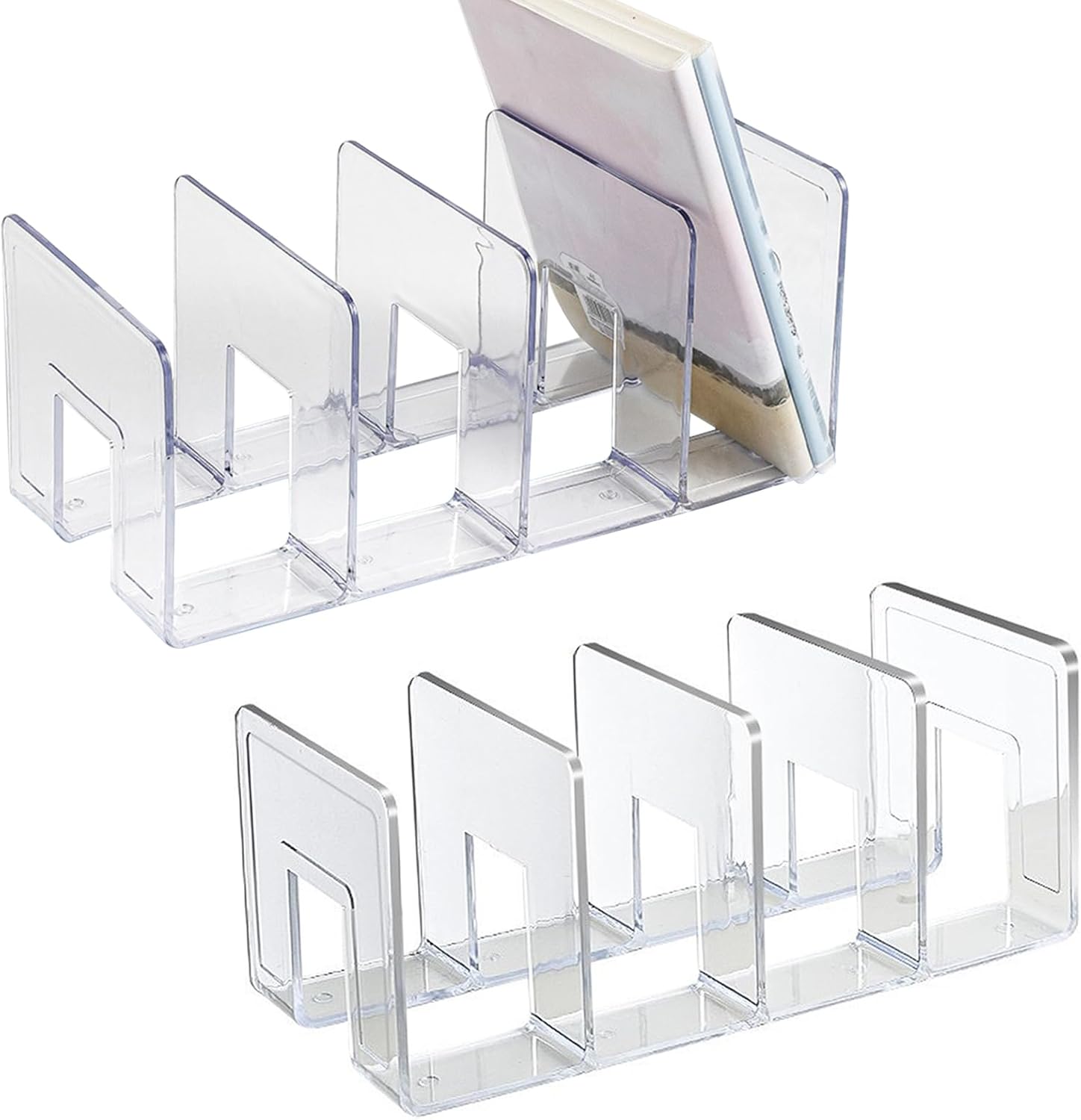 Acrylic File Sorter Magazine Organizer 4-Divide File Holder Clear Purse ...