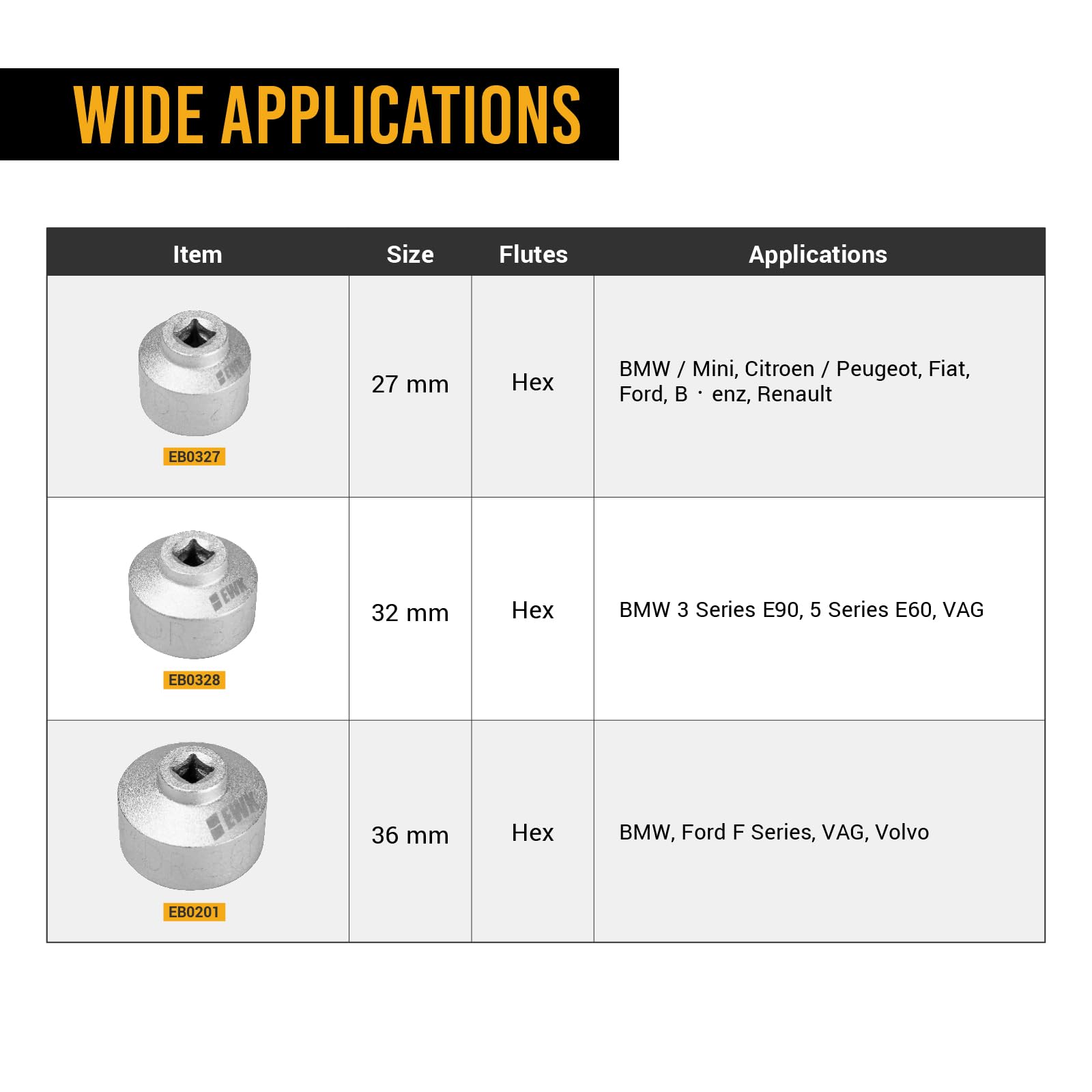 Snapklik.com : Forged 3-Pcs 27, 32, 36mm Low Profile Oil Filter Wrench ...