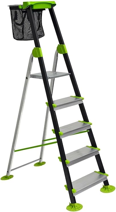 ABRU 5 Tread Garden Platform Step Ladder with Fruit Picking Basket and ...