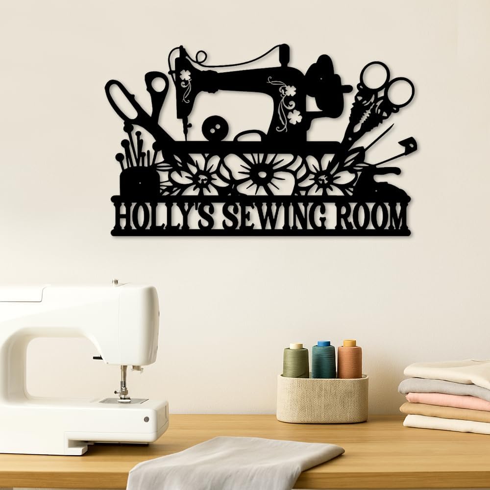 Amazon.com: Personalized Sewing Room Metal Sign, Custom Sewing Machine ...
