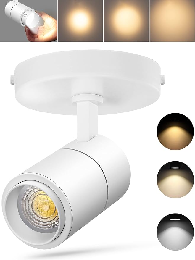VANoopee 3-Color Zoomable LED Ceiling Spotlight Flush Mount Adjustable ...