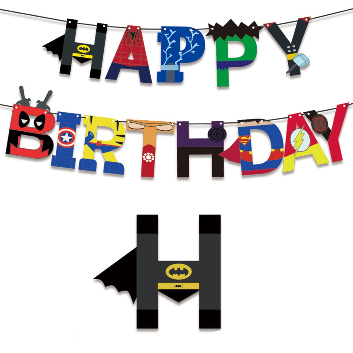 Norinoya Super Hero Avengers Happy Birthday Banner,Birthday Bunting ...