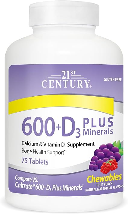 Amazon.com: 21st Century Calcium 600 mg +D Plus Minerals Chewable ...