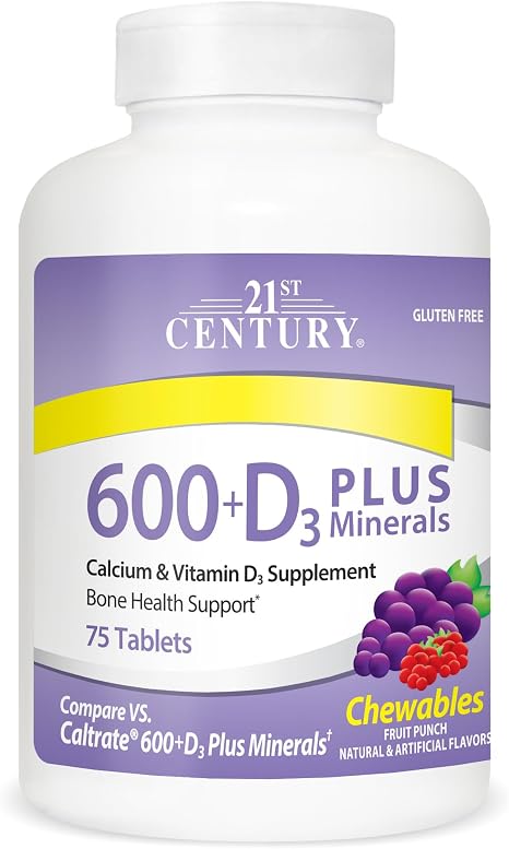 Amazon.com: 21st Century Calcium 600 mg +D Plus Minerals Chewable ...