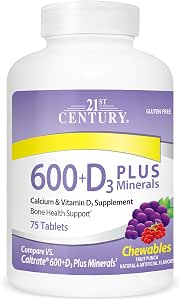 Amazon.com: 21st Century Calcium 600 mg +D Plus Minerals Chewable ...