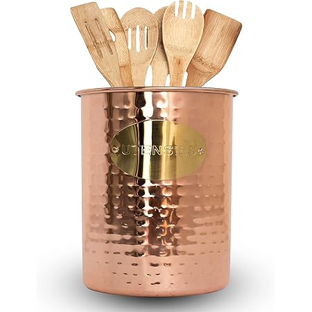 Amazon.com: Mud Pie Copper Kitchen Utensil Caddy : Home & Kitchen