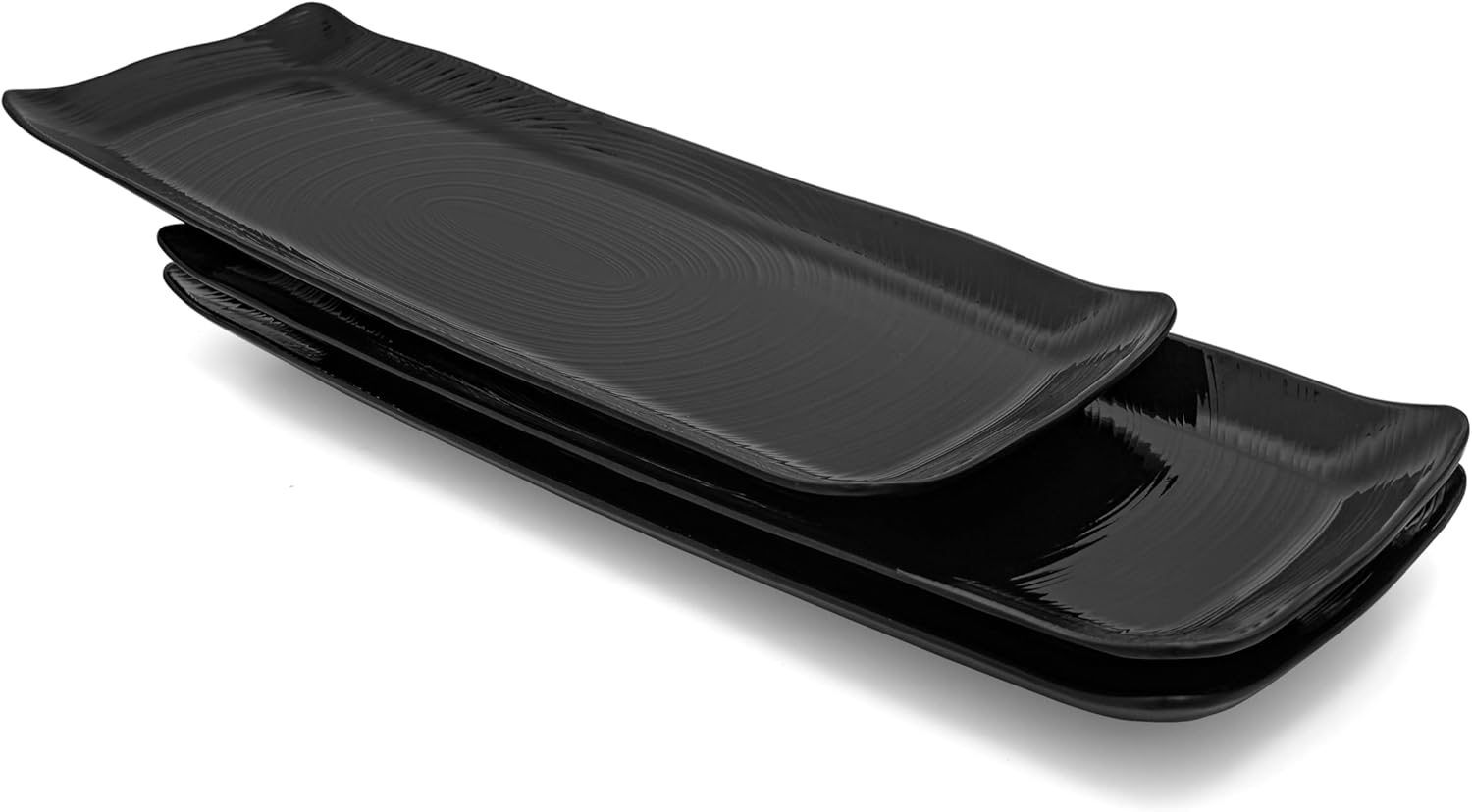 Amazon.com | TP 16" Melamine Serving Trays Set of 3, Black Rectangular ...
