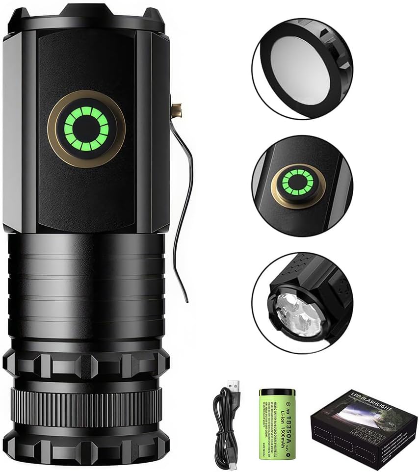 Linterna Led Recargable, JESWO Lampara de Mano Portátil, Mini linterna ...