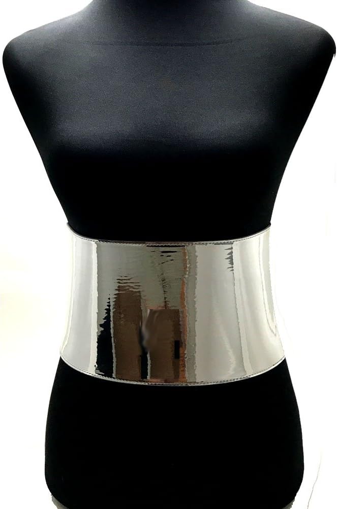 Amazon.com: [Silver] Super Wide Super Reflective Shiny Metallic Waist ...
