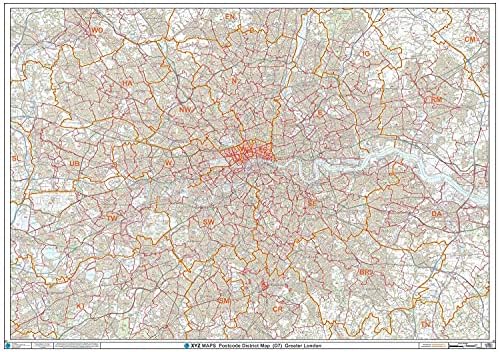 Greater London - Postcode District Wall Map-Paper : Amazon.co.uk ...