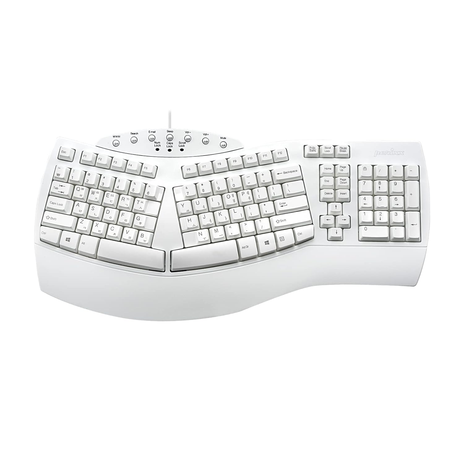 Perixx PERIBOARD-512W KR Wired Ergonomic Split USB Keyboard with 7 ...