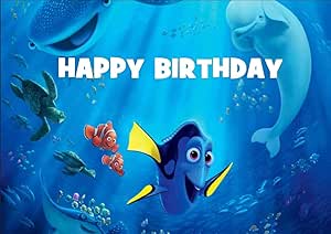 Finding Nemo Backdrop 5x3 Vinyl Finding Dory Happy Birthday Background ...