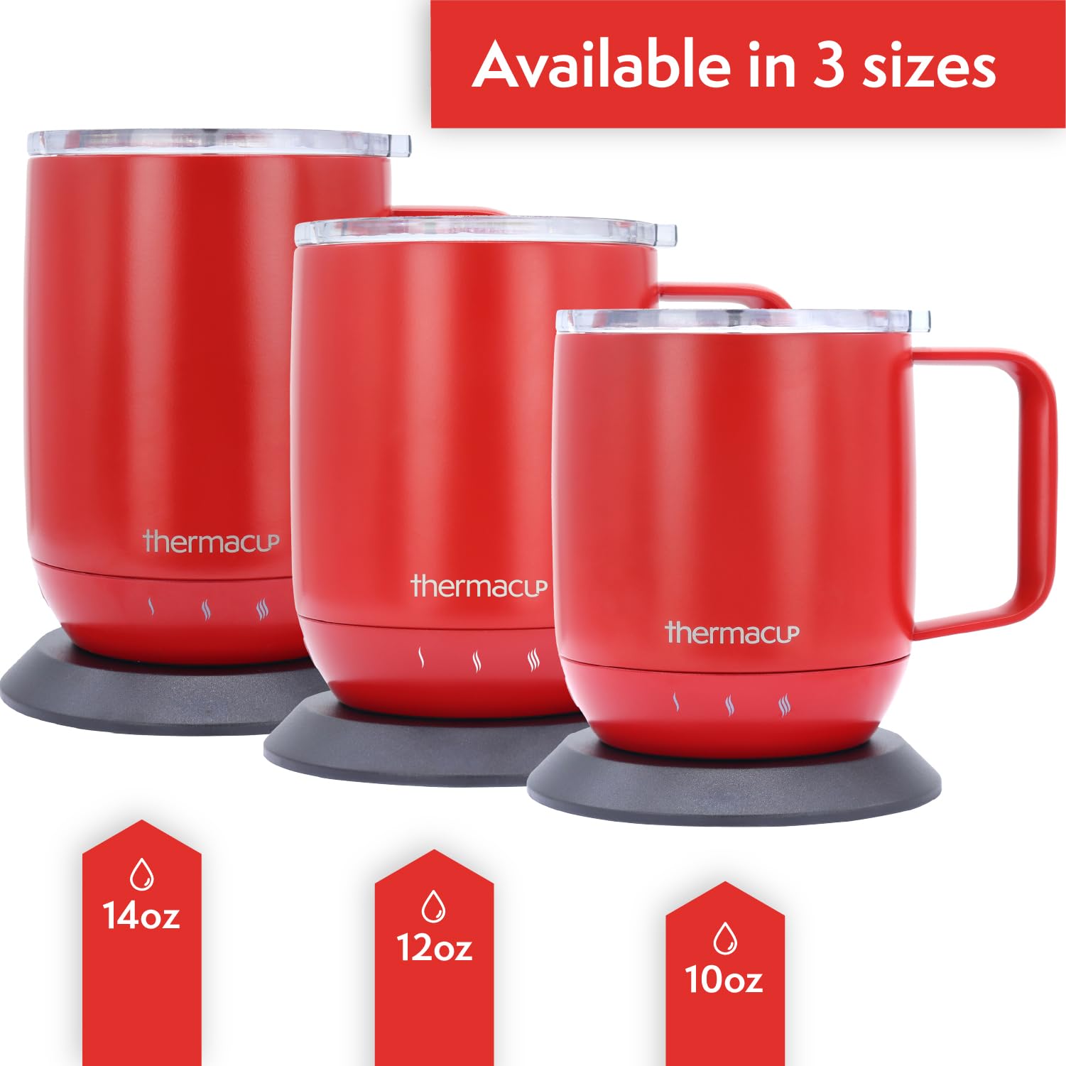 Thermacup Self-Heating Temperature Controlled Coffee Mug with Lid, Led ...