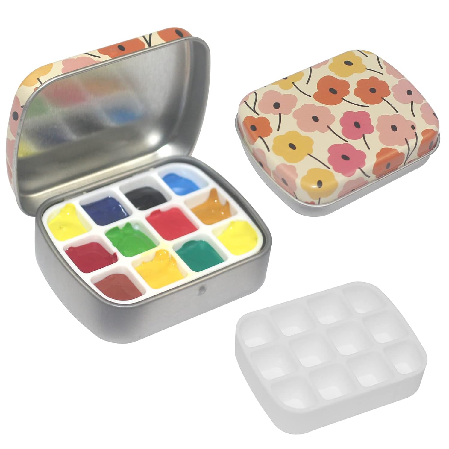 Chistepper Small Mini Tiny Tin Box Paint Tray Palettes 12 Well Empty ...