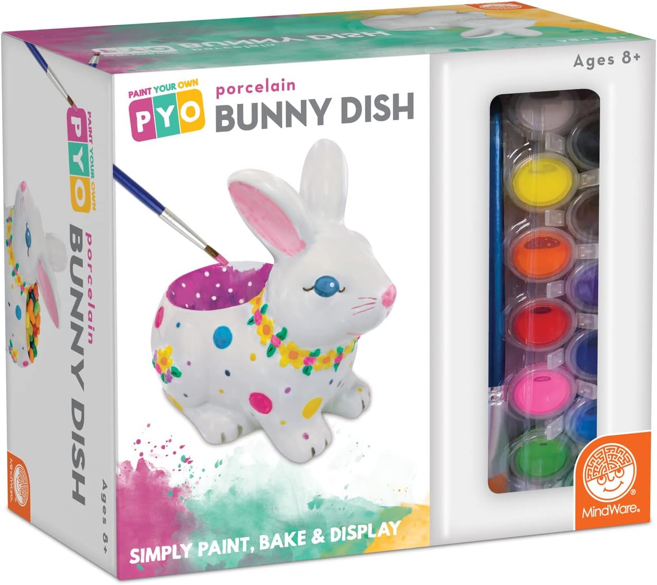 Amazon.com: MindWare Paint Your Own Porcelain Bunny Dish Craft Kit, DIY ...