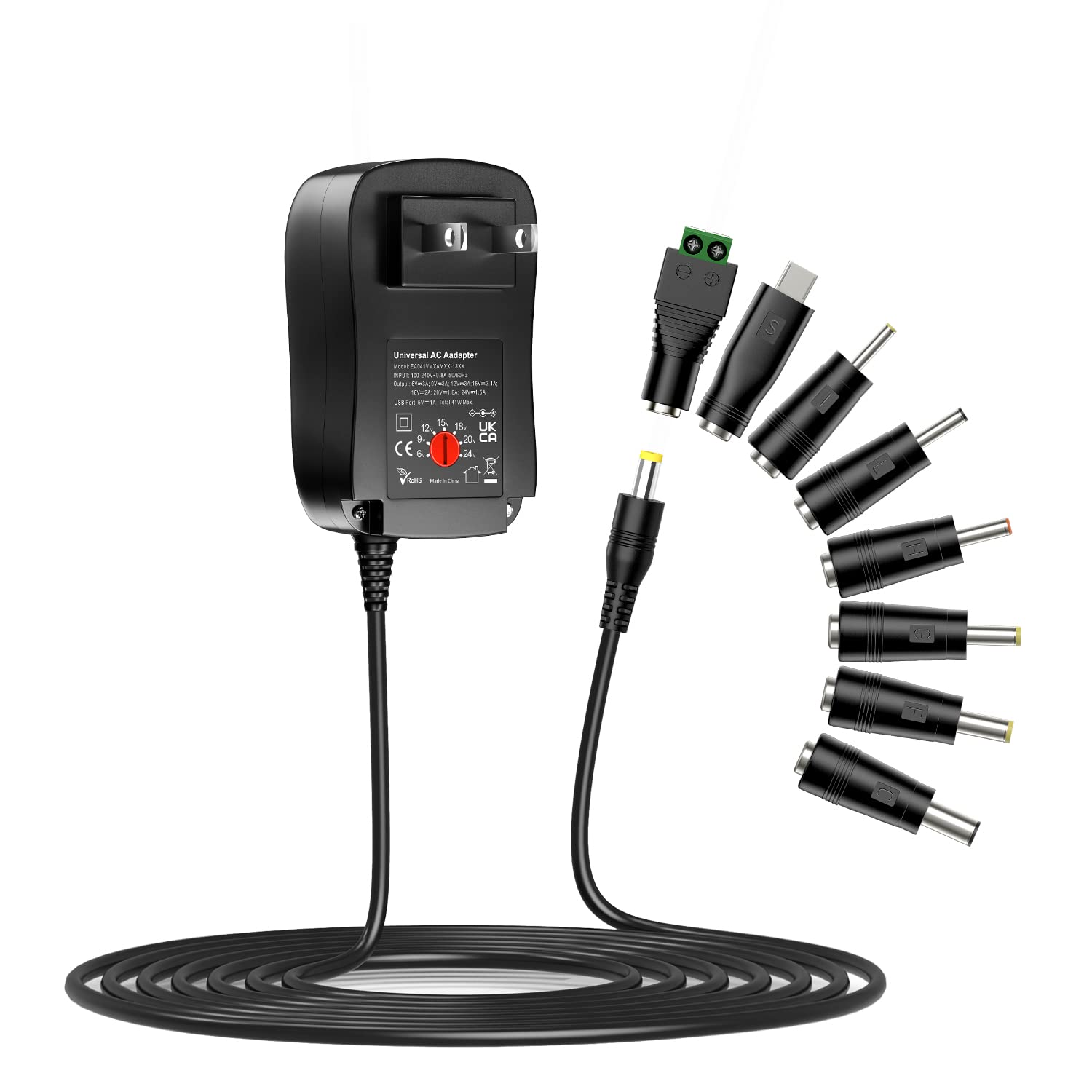 Amazon.com: 41W Universal AC Adapter 6V 9V 12V 2A MAX, 15V 18V 20V 24V ...