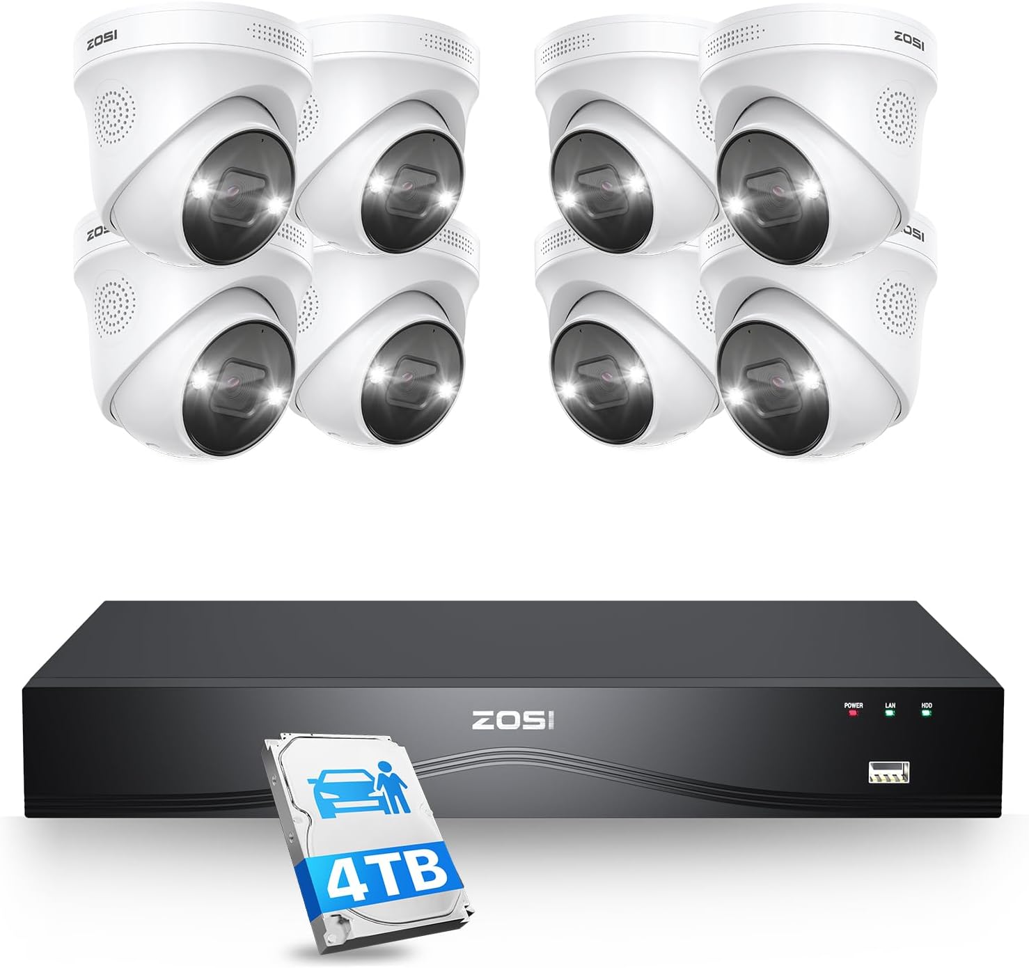 Amazon.com : ZOSI 4K PoE Security Camera System,16 Port 32CH 8MP NVR ...