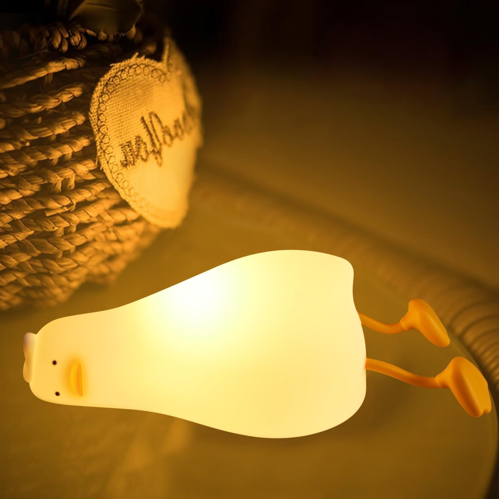 CooPark Duck Night Light for Kids, Cute Lying Duck Touch Silicone Lamp ...