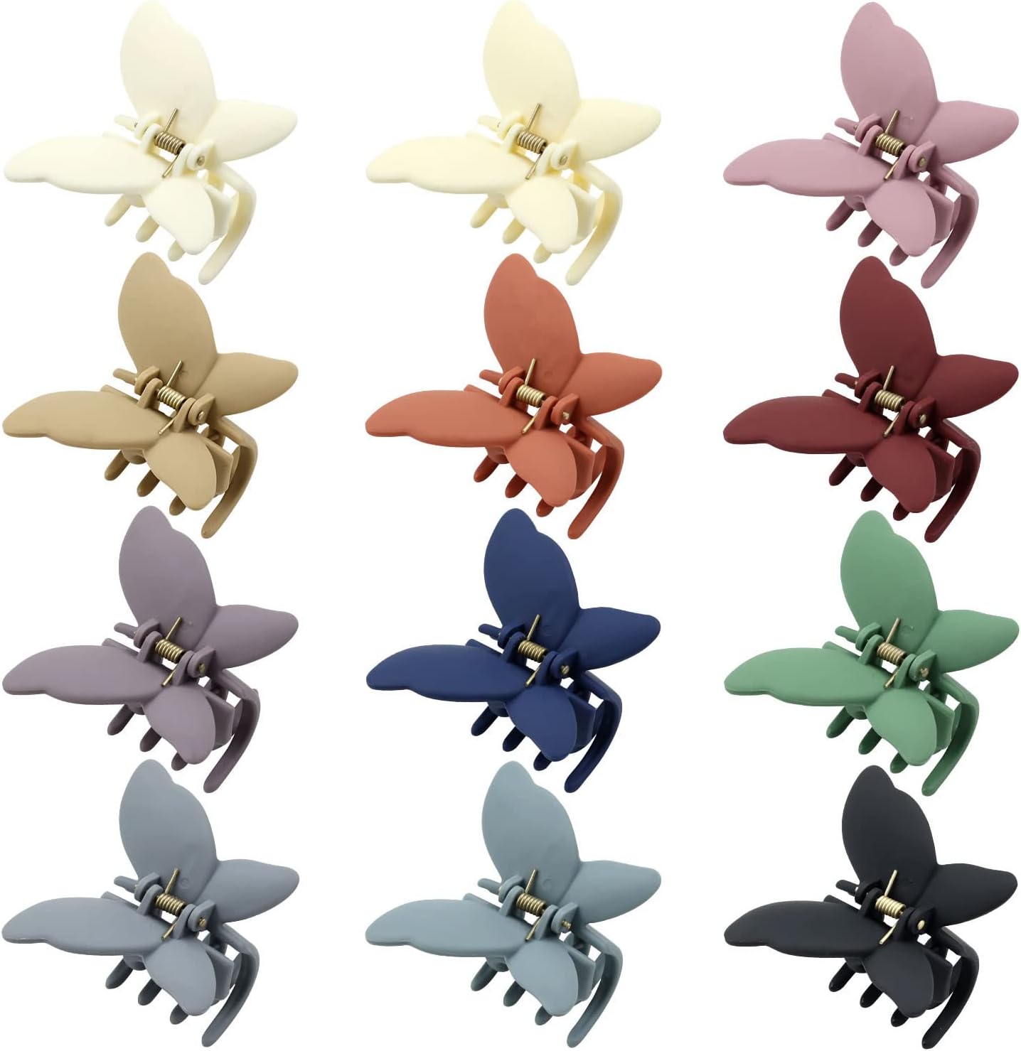 Amazon.com : Lawie 12 Pack Frosted Plastic Butterfly Hair Clips ...