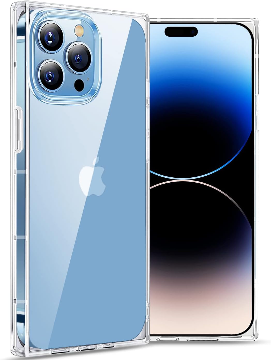 iDLike Rectangle Case for 14 Pro Max, Clear Phone Case with Reinforced ...