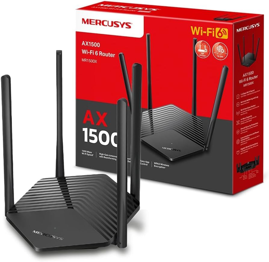 Mercusys TP-Link MR1500X AX1500Mbps Router WiFi 6 Dual-Band, Porta ...