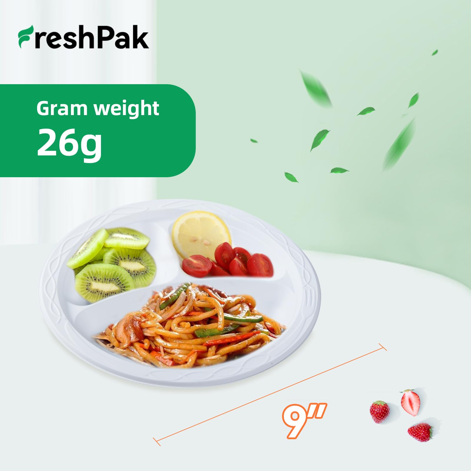 Snapklik.com : White Plastic Plates, 9 Inch 3 Compartment Dinner Plates ...