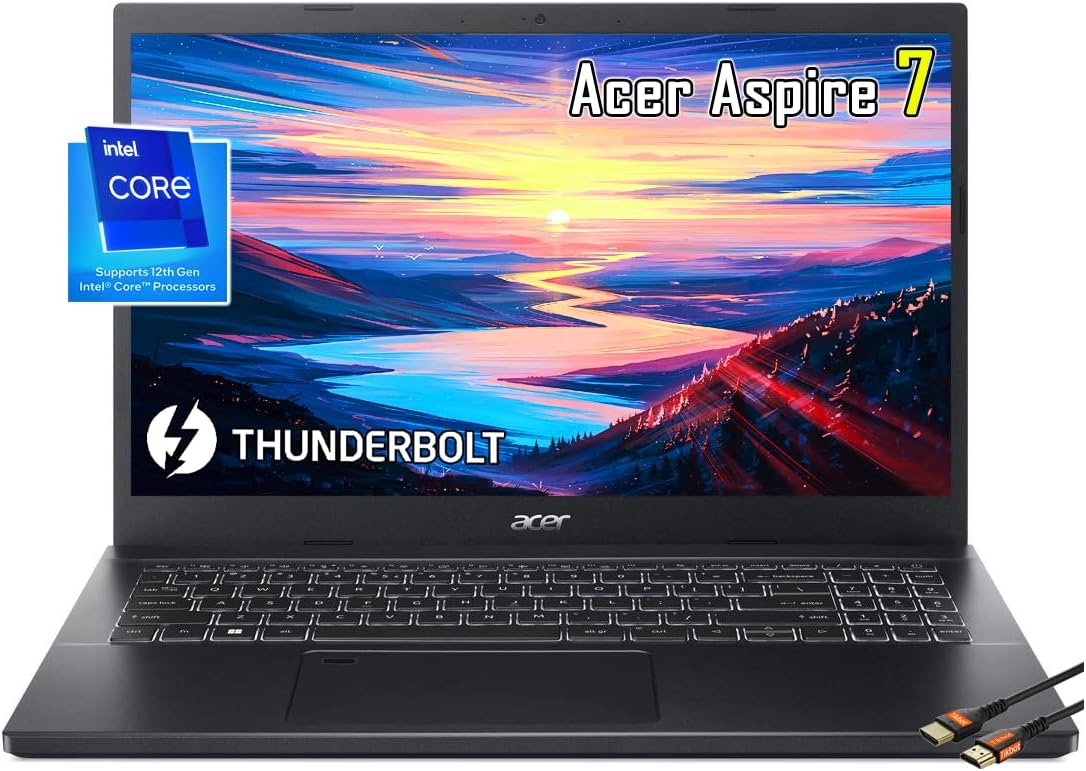 Amazon.com: Acer Aspire 7 15.6" FHD IPS Slim Laptop Intel 12th 10Cores ...