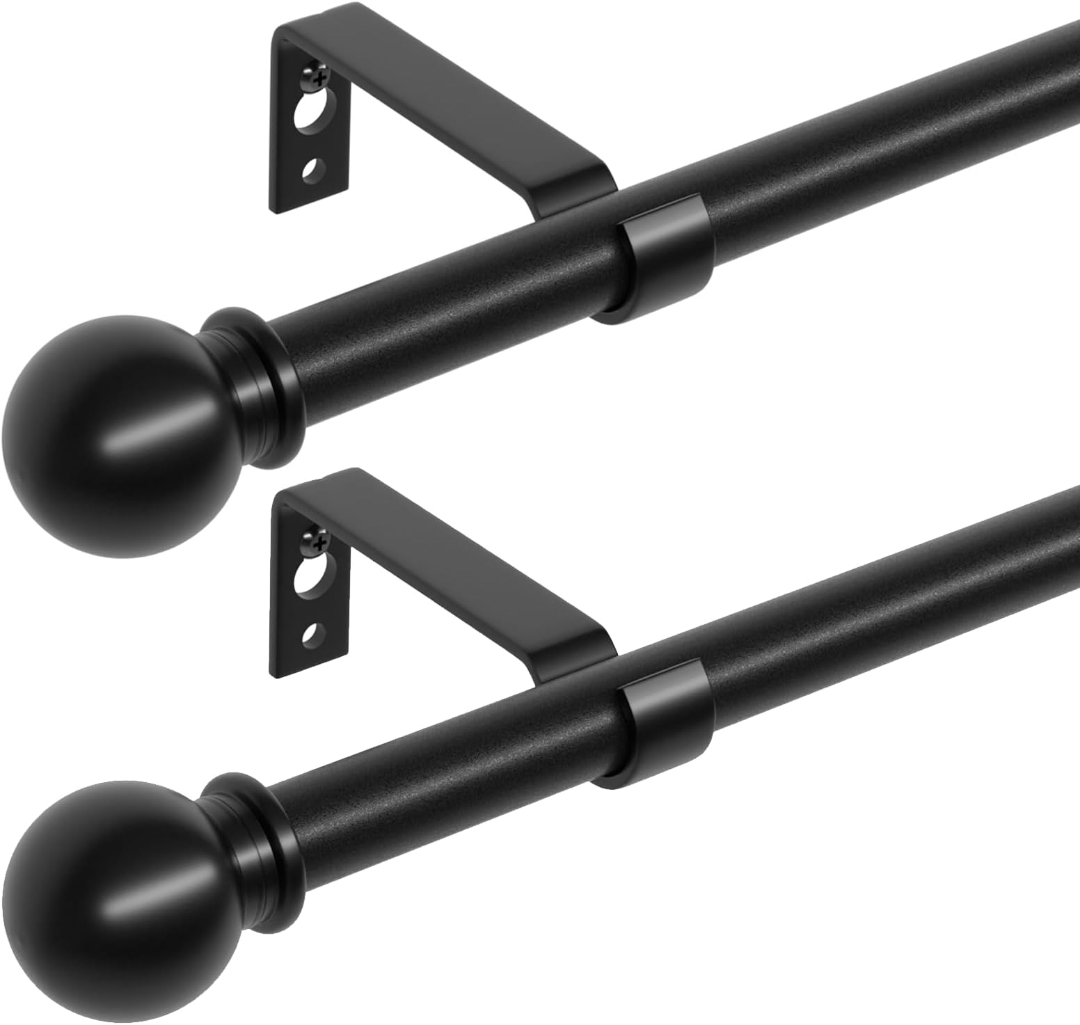 Black Curtain Rods 2 Pack, 30 to 50 inch Curtain Rod Set with Brackets ...