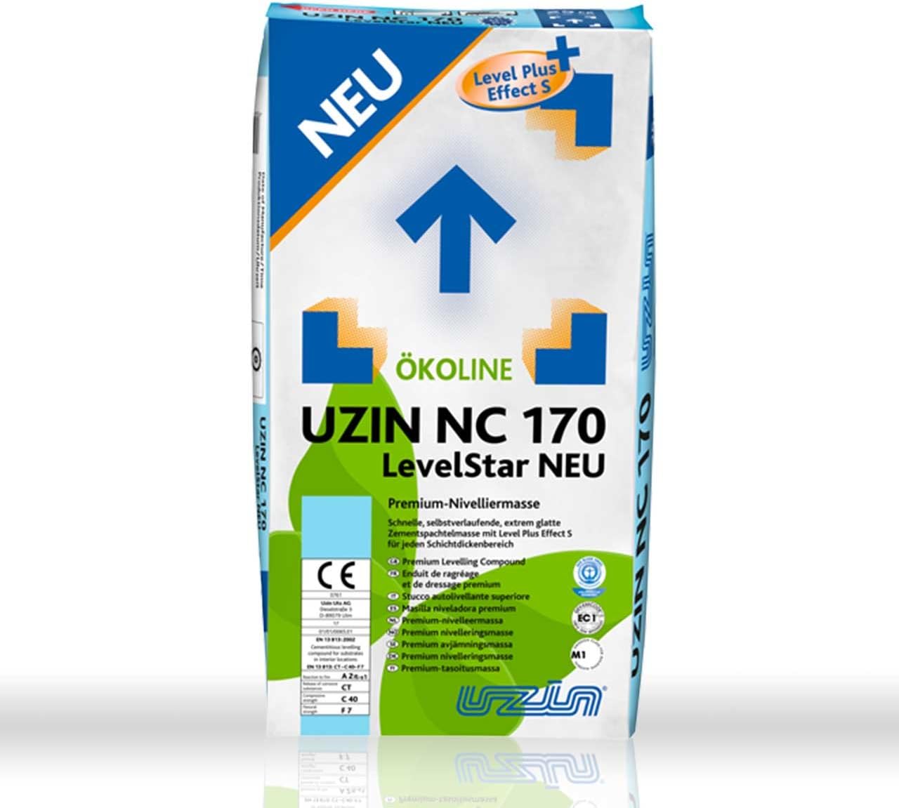 UZIN NC 170 LevelStar 25 kg - Zement Spachtelmasse - Bodenausgleichsmasse - Selbstverlaufend ...