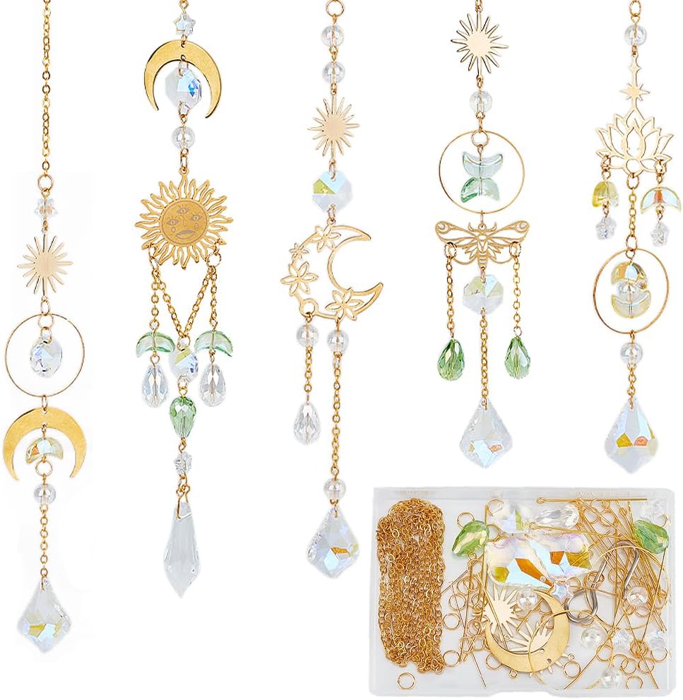 Amazon.com : SUNNYCLUE 1 Box DIY 5 Sets Star Moon Suncatcher Kit ...