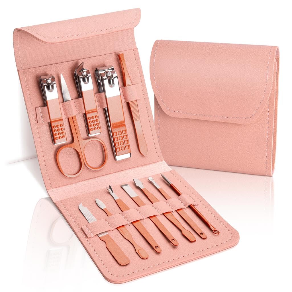 Amazon.com : Nail Clippers Set - 12 Pieces Manicure Set Stainless Steel ...