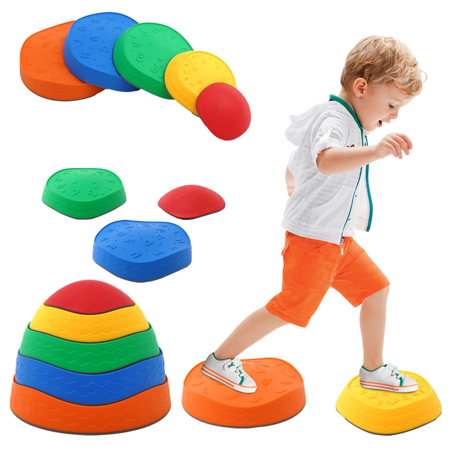 Maycoly Kids Balance Stepping Stones 5PCS Non-Slip River Stones ...