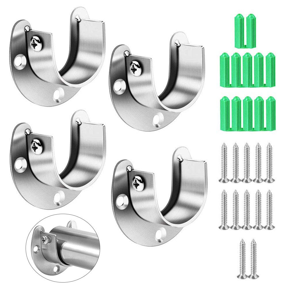 4 Pack Stainless Steel Closet Pole Sockets Rod Socket Flange Set Rob ...