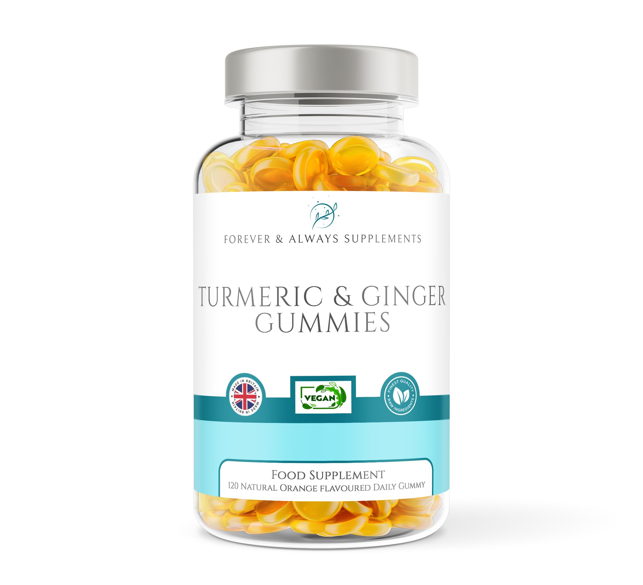 Turmeric Gummies & Ginger - 120 x Orange Flavoured High Strength ...