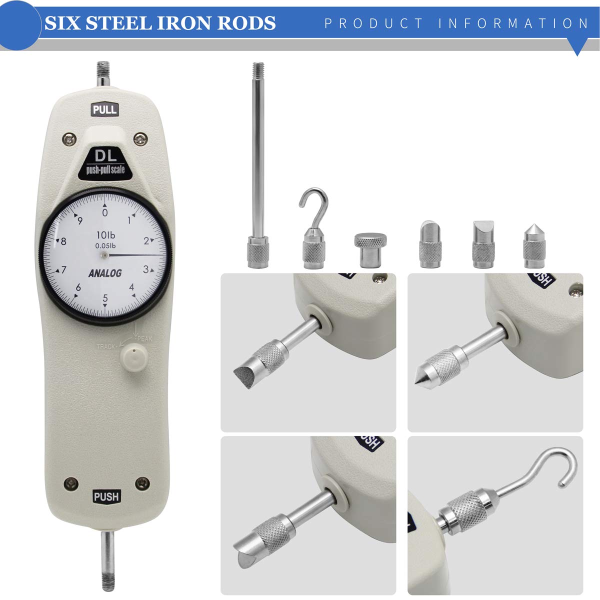 Snapklik.com : BAOSHISHAN 10lb Push Pull Force Gauge Force Tester Meter
