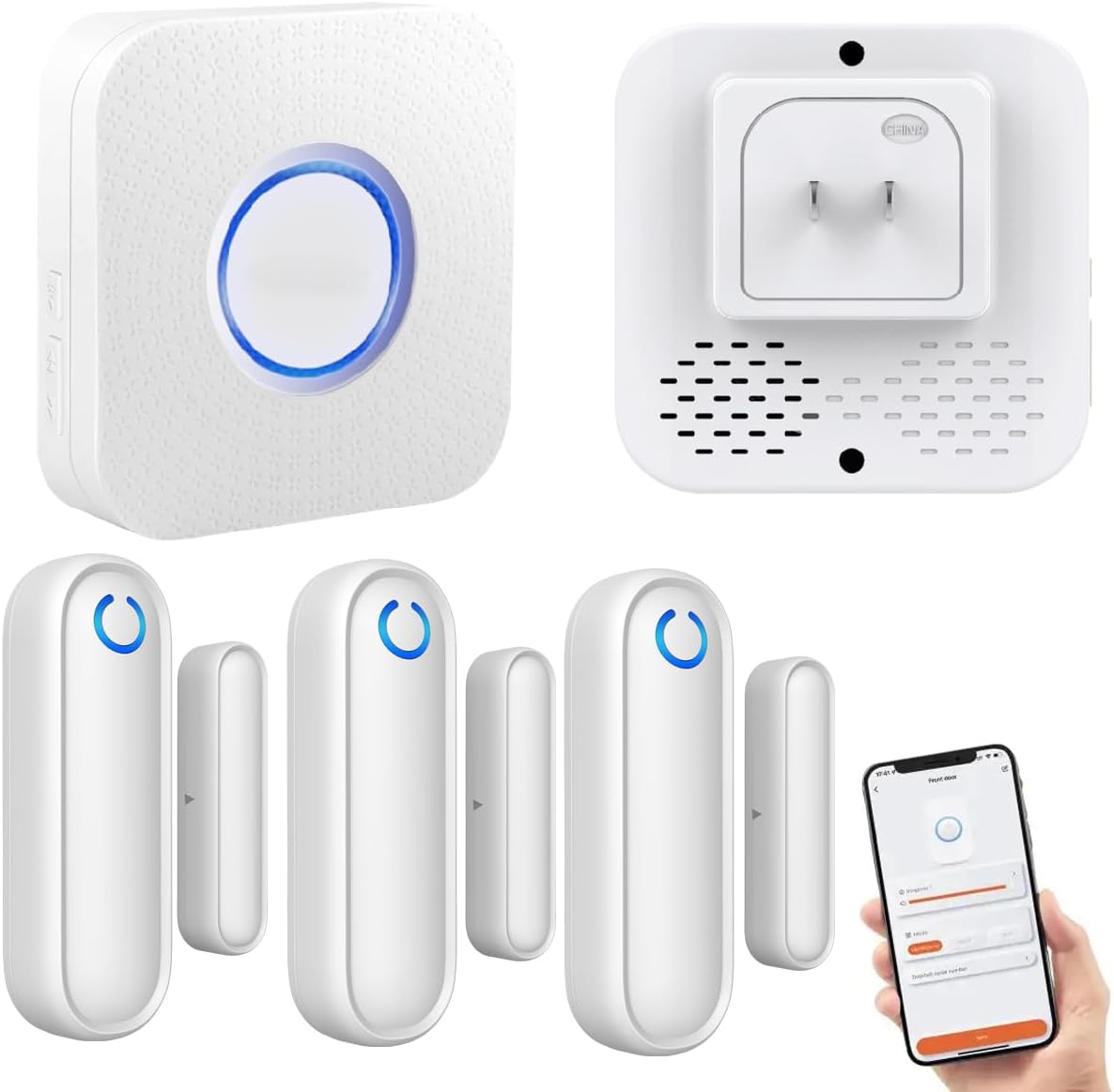 Door Chime with Phone App,WiFi Door Open Contact Sensor Alarm Chime ...