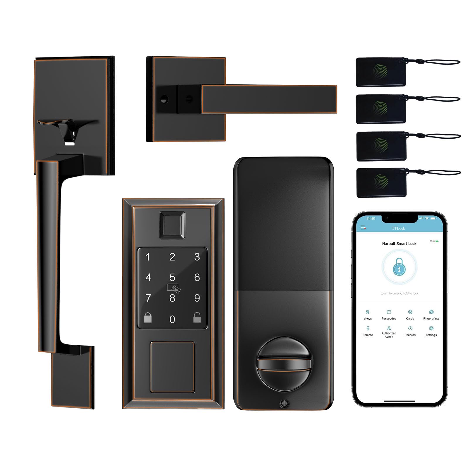 Narpult Front Door Smart Lock Set, Keyless Entry Deadbolt and Handle ...