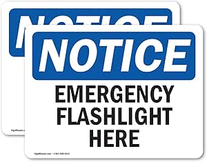 Amazon.com: (2 Pack) Emergency Flashlight Here OSHA Notice Sign 5 Inch ...