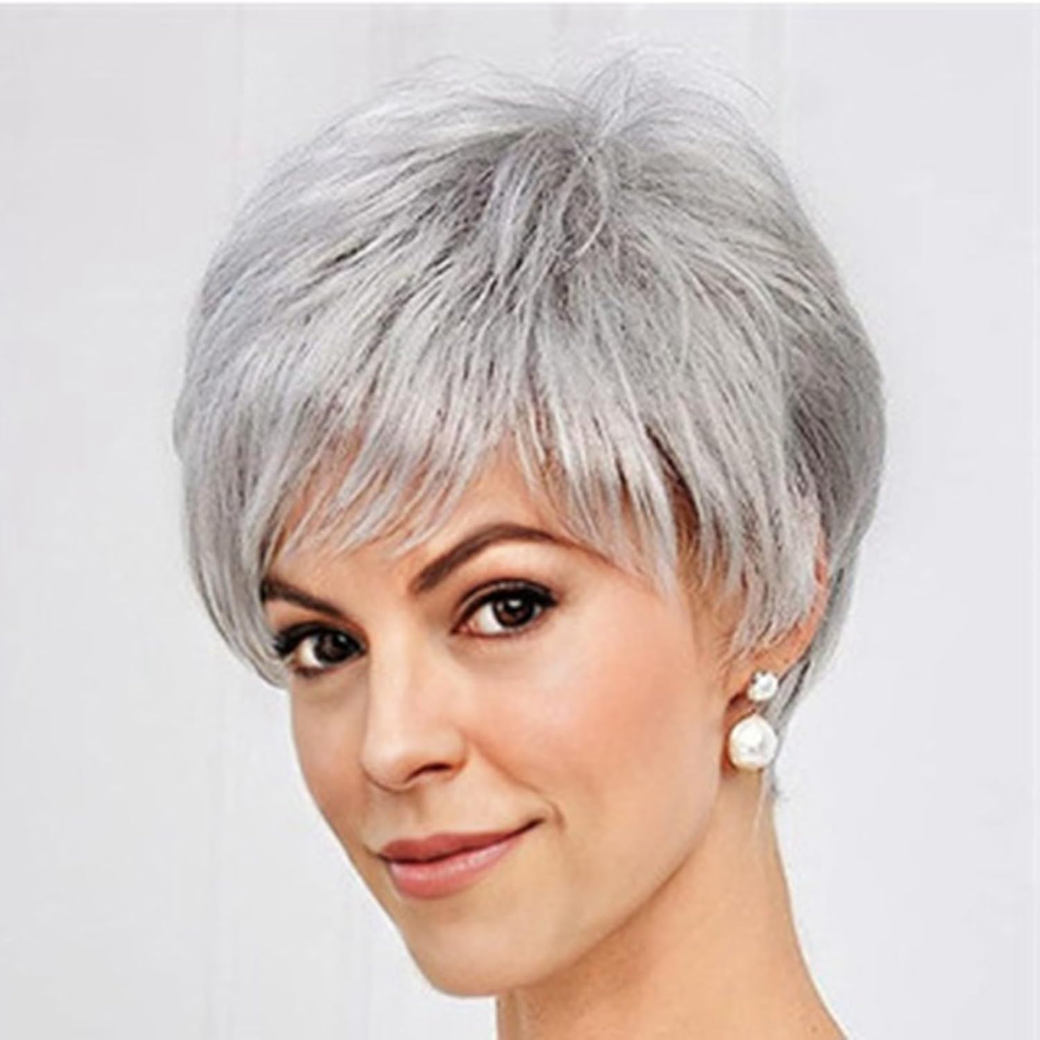 Amazon.com : WANGJIAOID Short White Pixie Cut Wigs for White Women ...