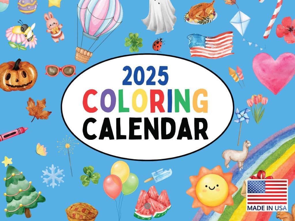 Amazon.com: Kids Coloring Calendar 2025 Learning At Home Monthly Wall ...