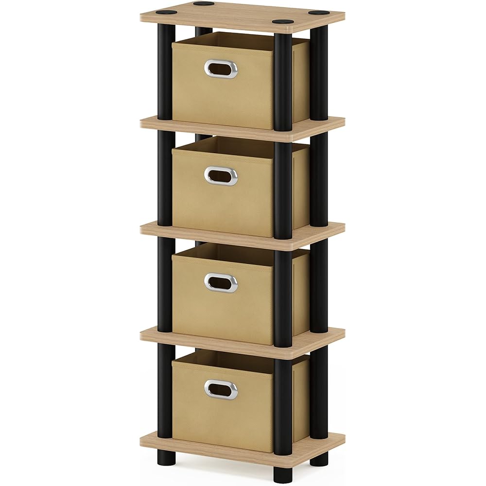 $4/mo - Finance FURINNO LAci 4-Bins System Rack, Oak/Black/Light Brown ...