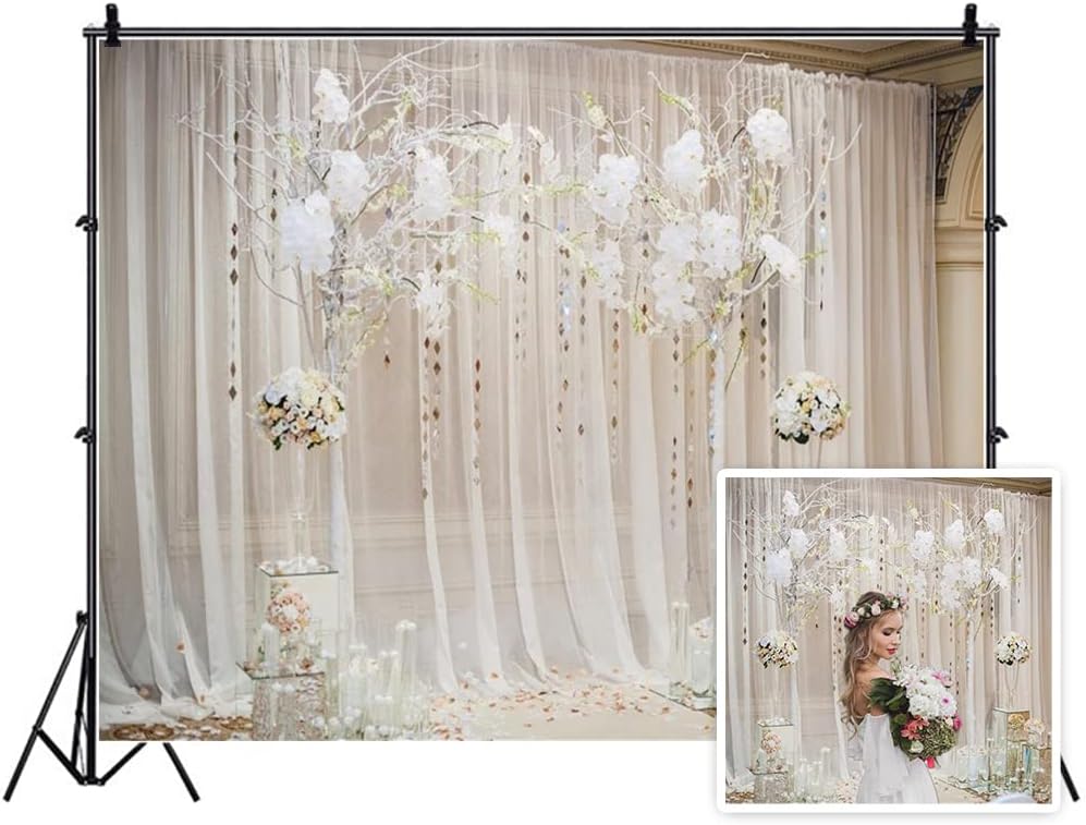 Amazon.com : DORCEV 8x6ft Wedding Party Decorations Banner Backdrop ...