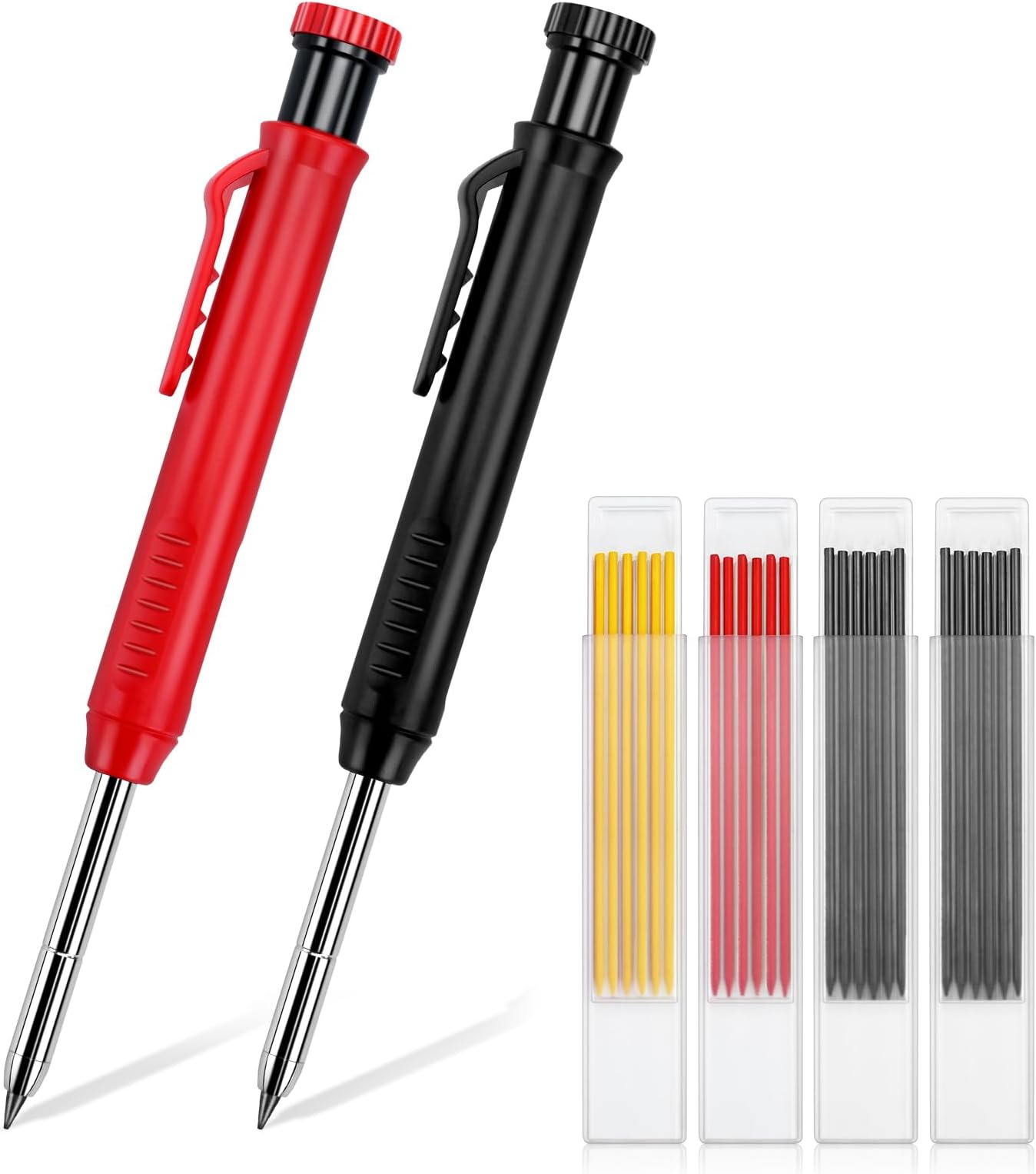 2 Pcs Carpenter Pencil with Sharpener, Solid Woodworking Mechanical ...