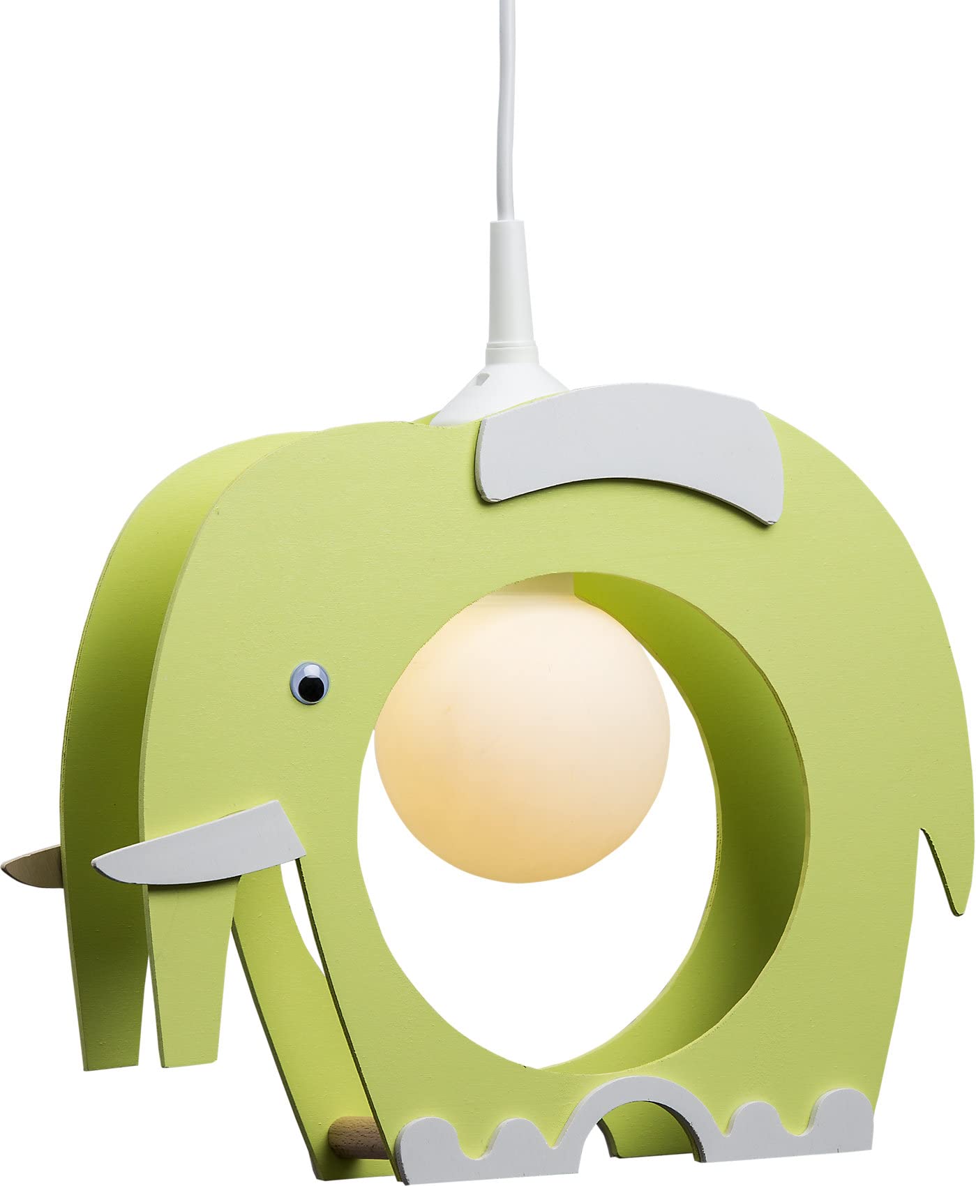 Elobra Children's Ceiling Light with Elephant Design in Wood, Lime ...