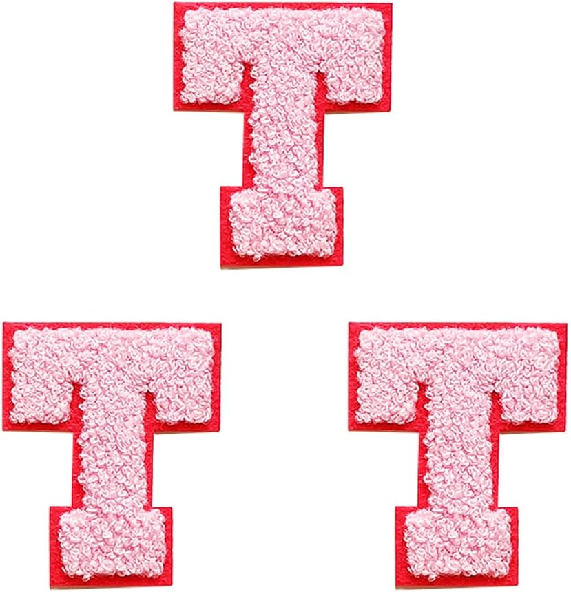 Amazon.com: MISDONR Letter Patches, 3pcs Alphabet T Chenille Patches ...