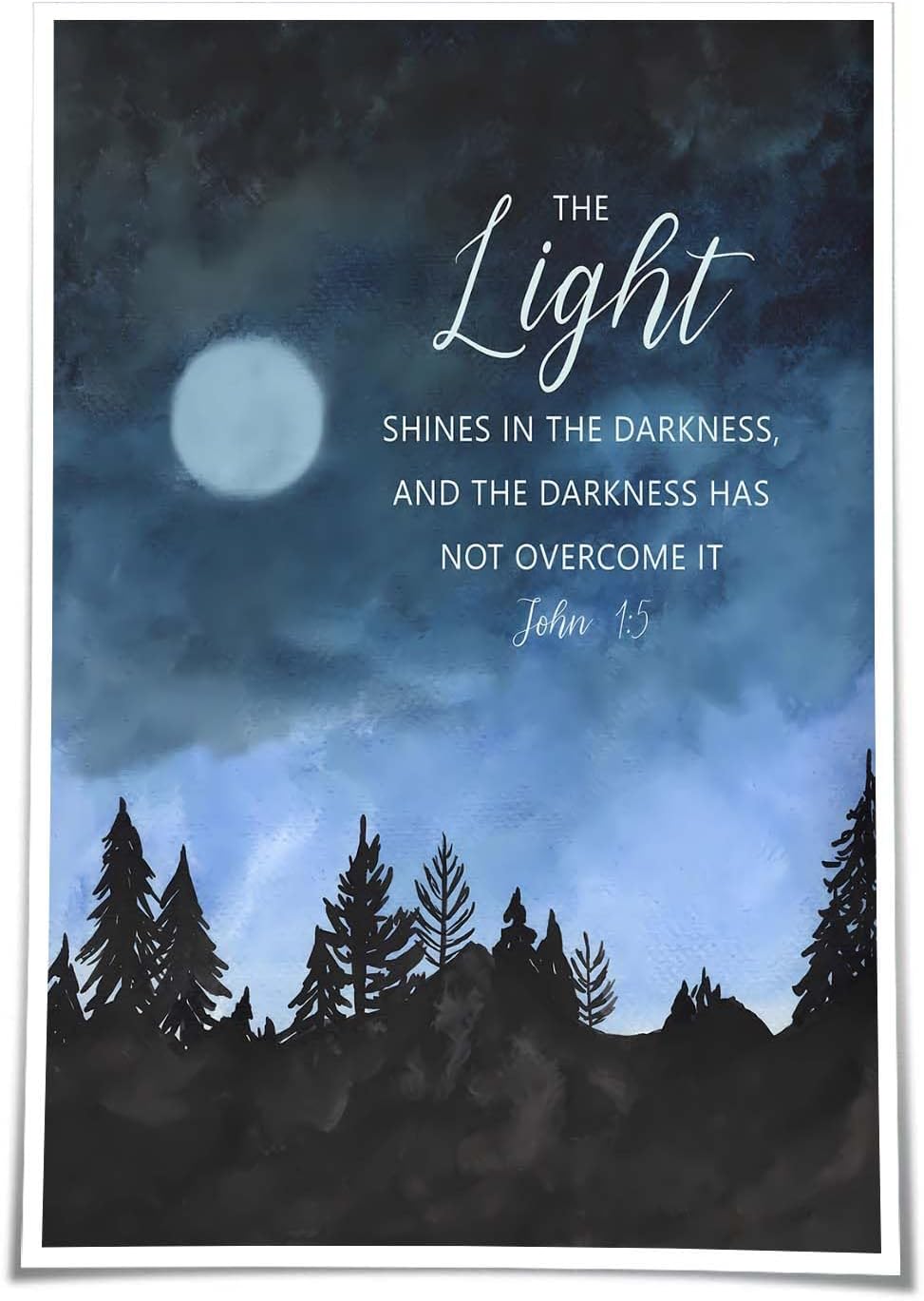Amazon.com: Pejinlu John 1 5 Bible Verse Wall Art The Light Shines in ...