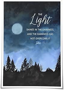 Amazon.com: Pejinlu John 1 5 Bible Verse Wall Art The Light Shines in The Darkness Scripture ...
