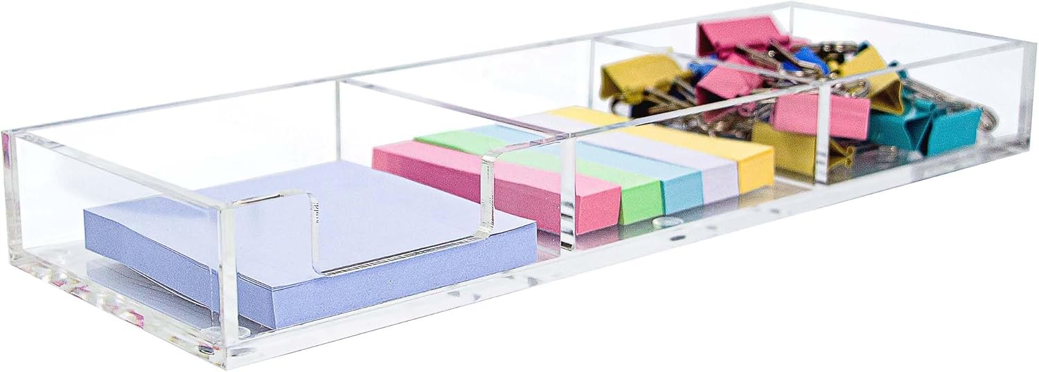 Amazon.com : Dealpoli Clear Acrylic Sticky Note Holder, 3in1 Self-Stick ...